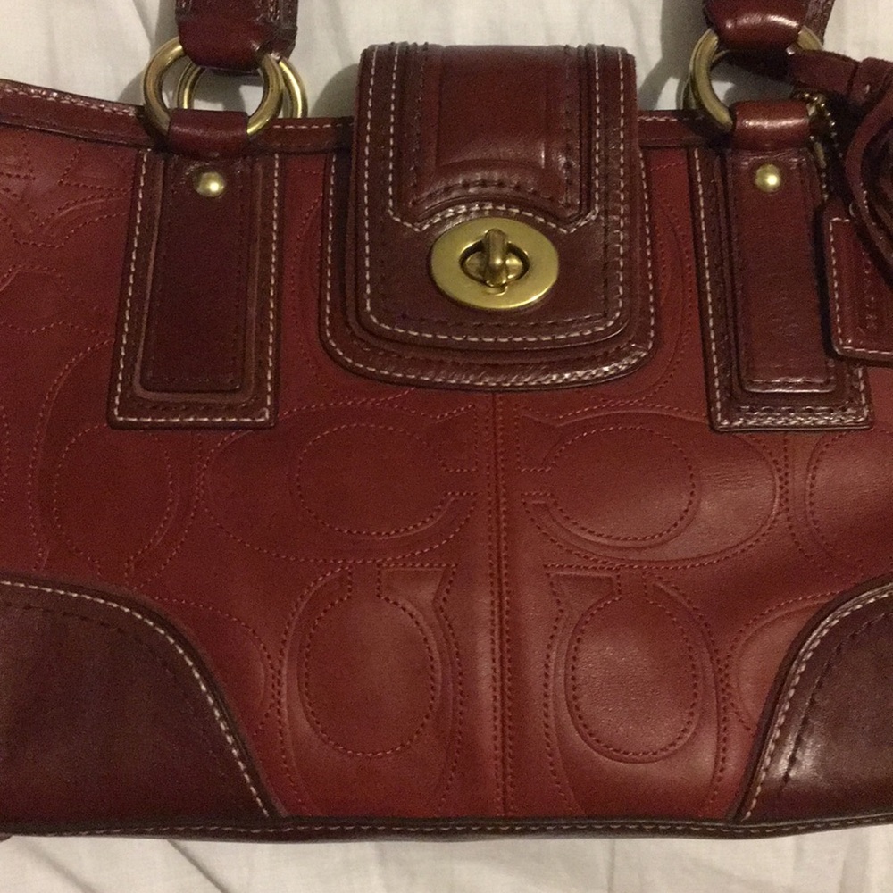Coach Hamilton Logo Signature Red/Wine Carryall - Gem
